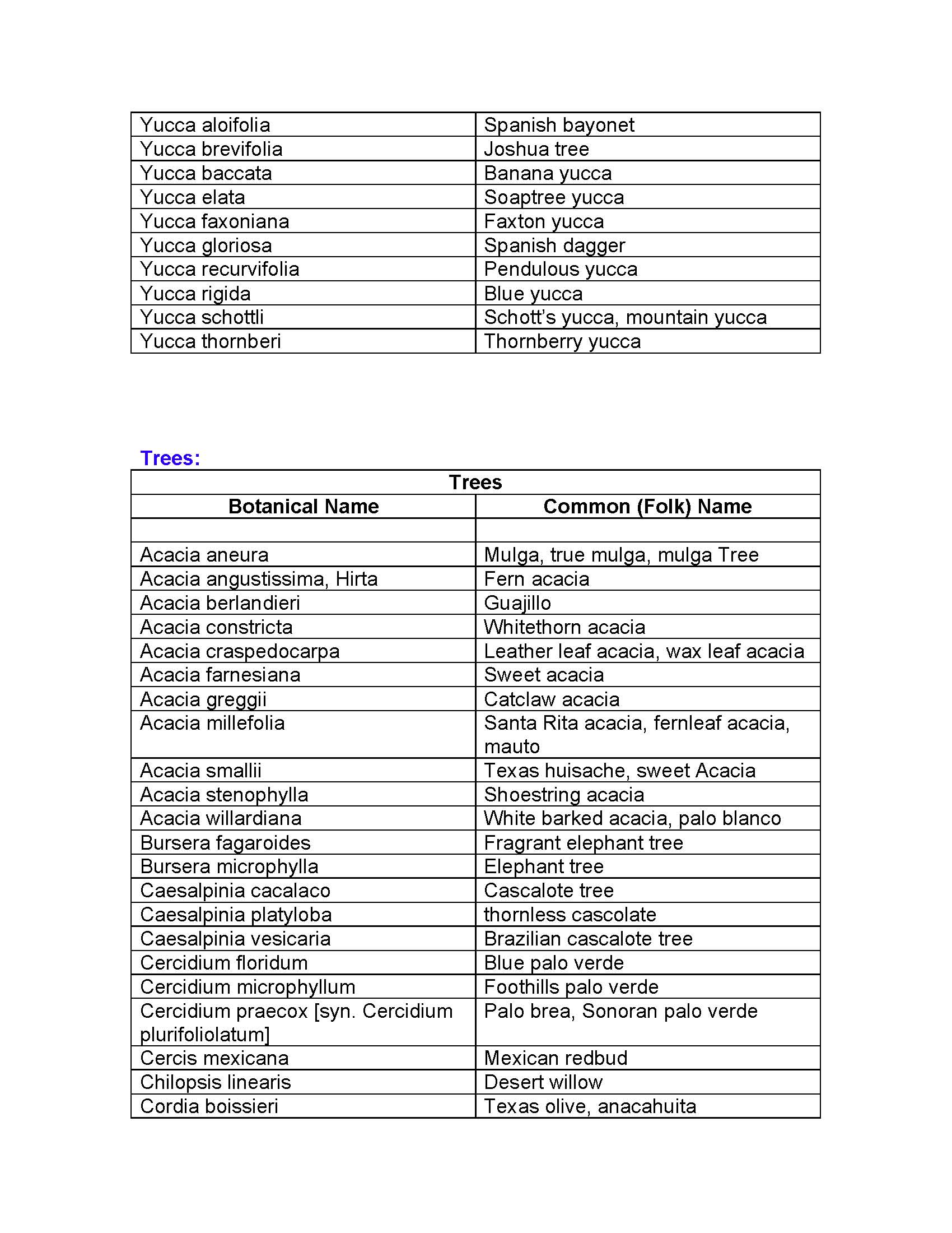 Plant Ideas List – Catalina Pueblo